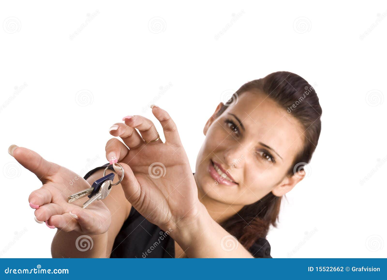Woman showing key stock photo. Image of middle, joyful - 15522662