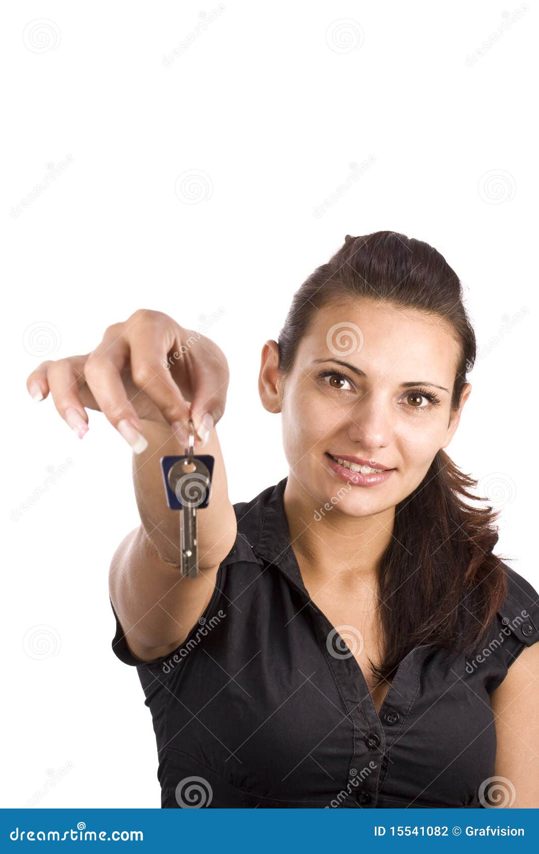 Woman showing key stock photo. Image of lady, carefree - 15541082