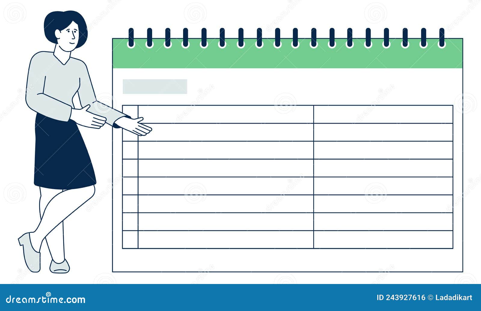 Woman Showing Planner Notebook. Scheduling Process Icon Stock Vector ...