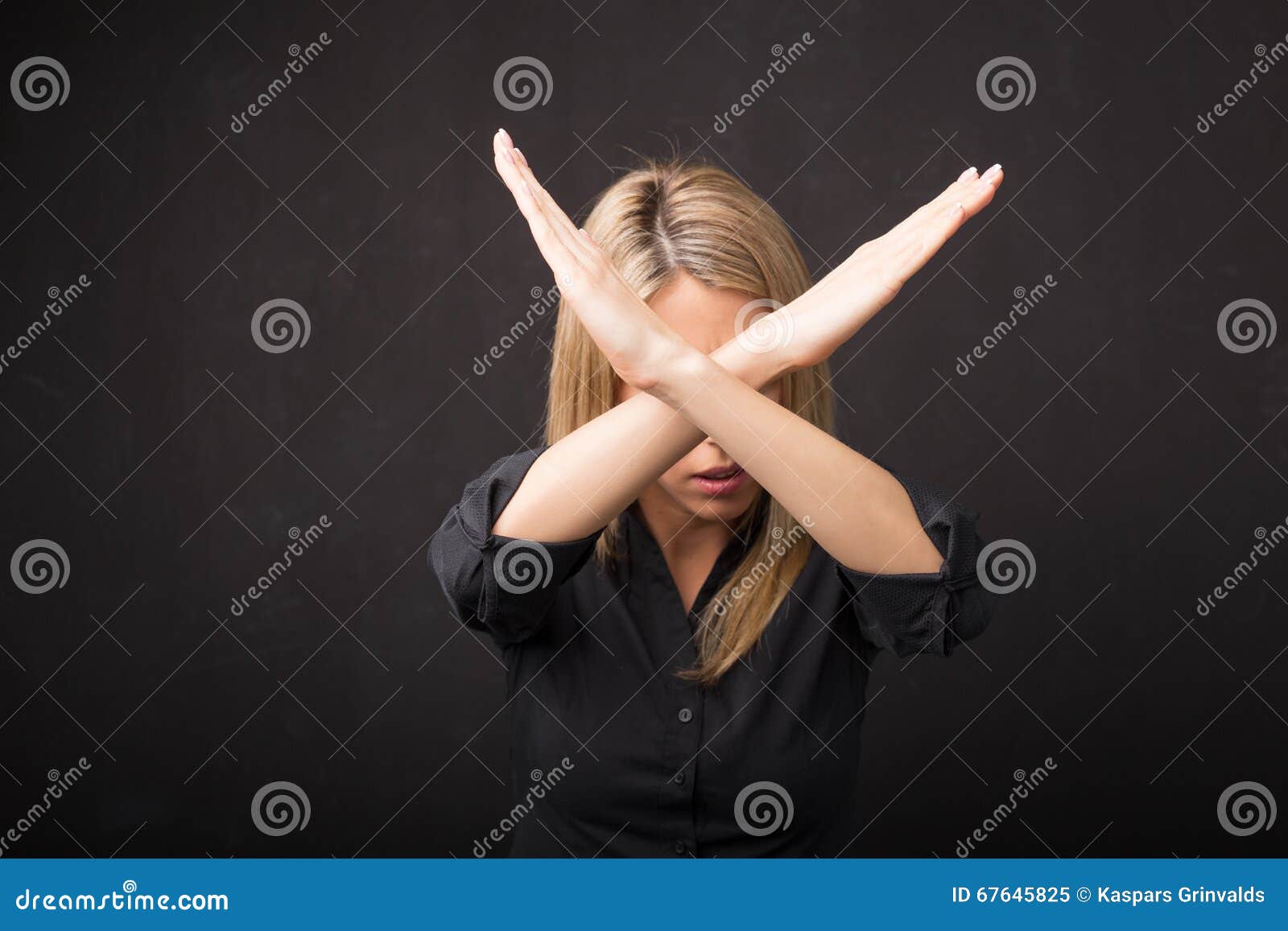 Woman Showing X Sign with Her Hands Stock Image - Image of rejection ...