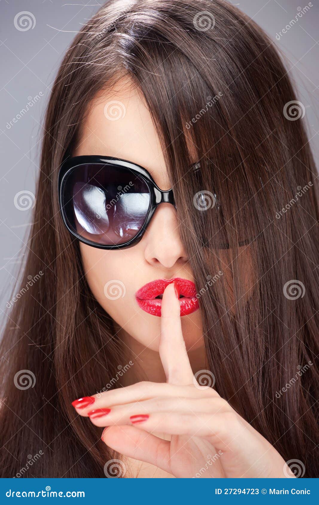Woman Showing the Sign for Silence with Finger Stock Image - Image of ...