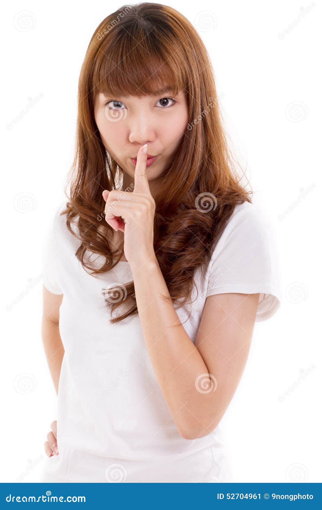 Woman Showing Silence Hand Sign Stock Image - Image of female, asian ...