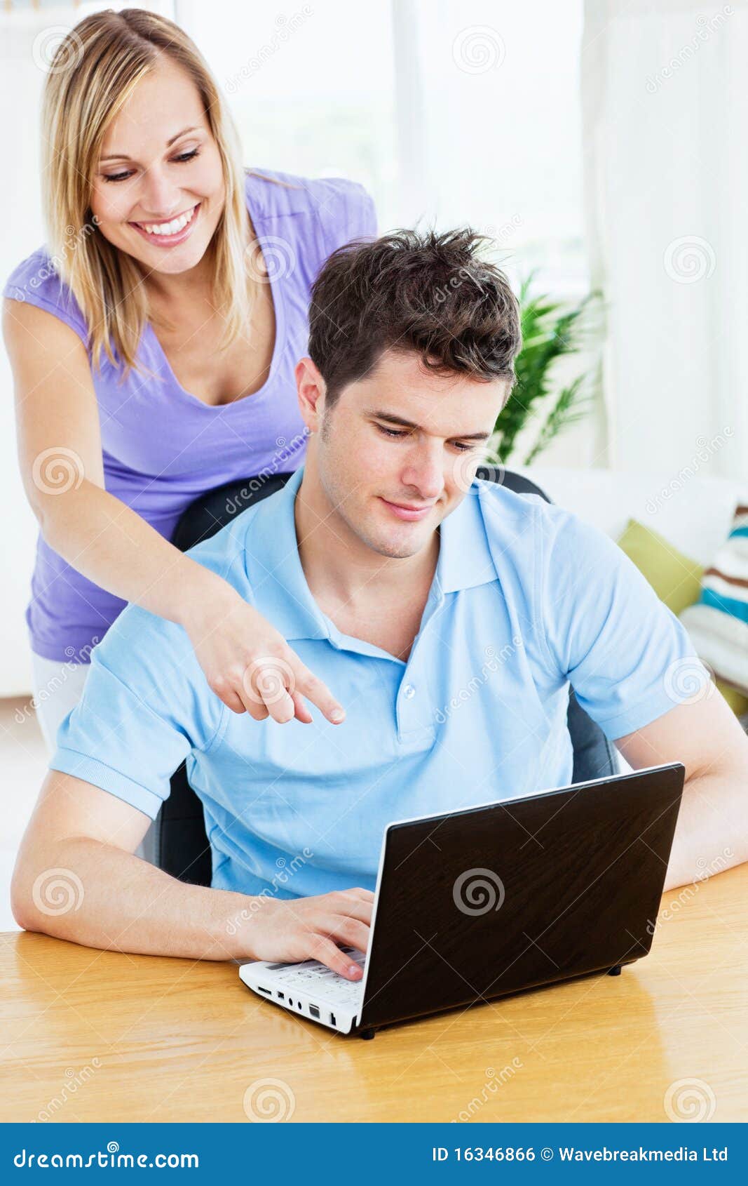 Woman Showing Something on the Computer Stock Photo - Image of computer ...