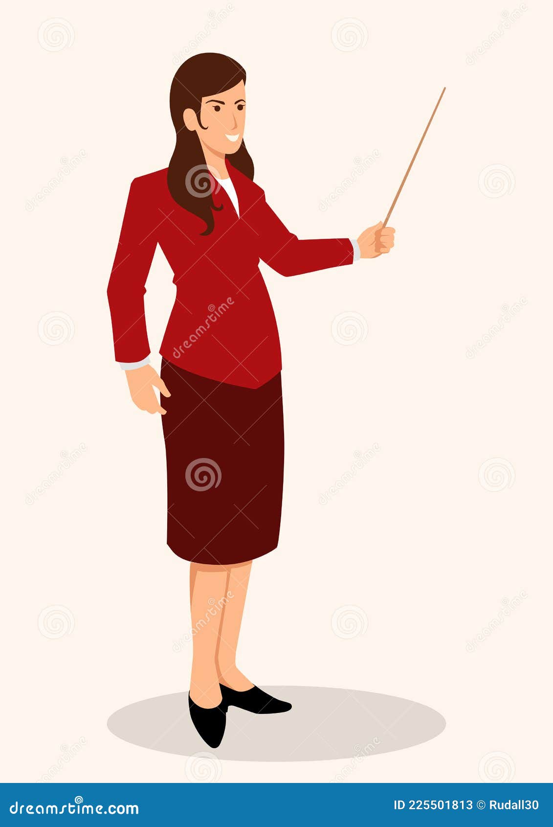Woman Showing Something with Pointer Stick Stock Vector - Illustration ...