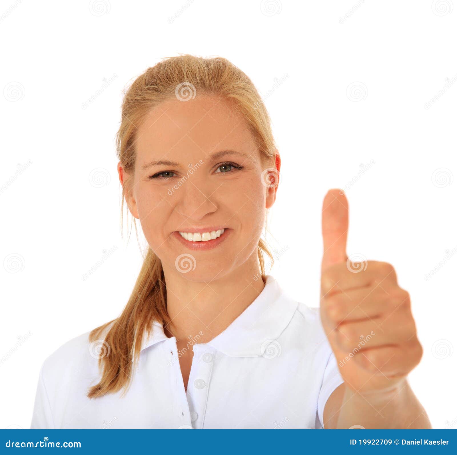 Woman showing thumbs up stock image. Image of european - 19922709