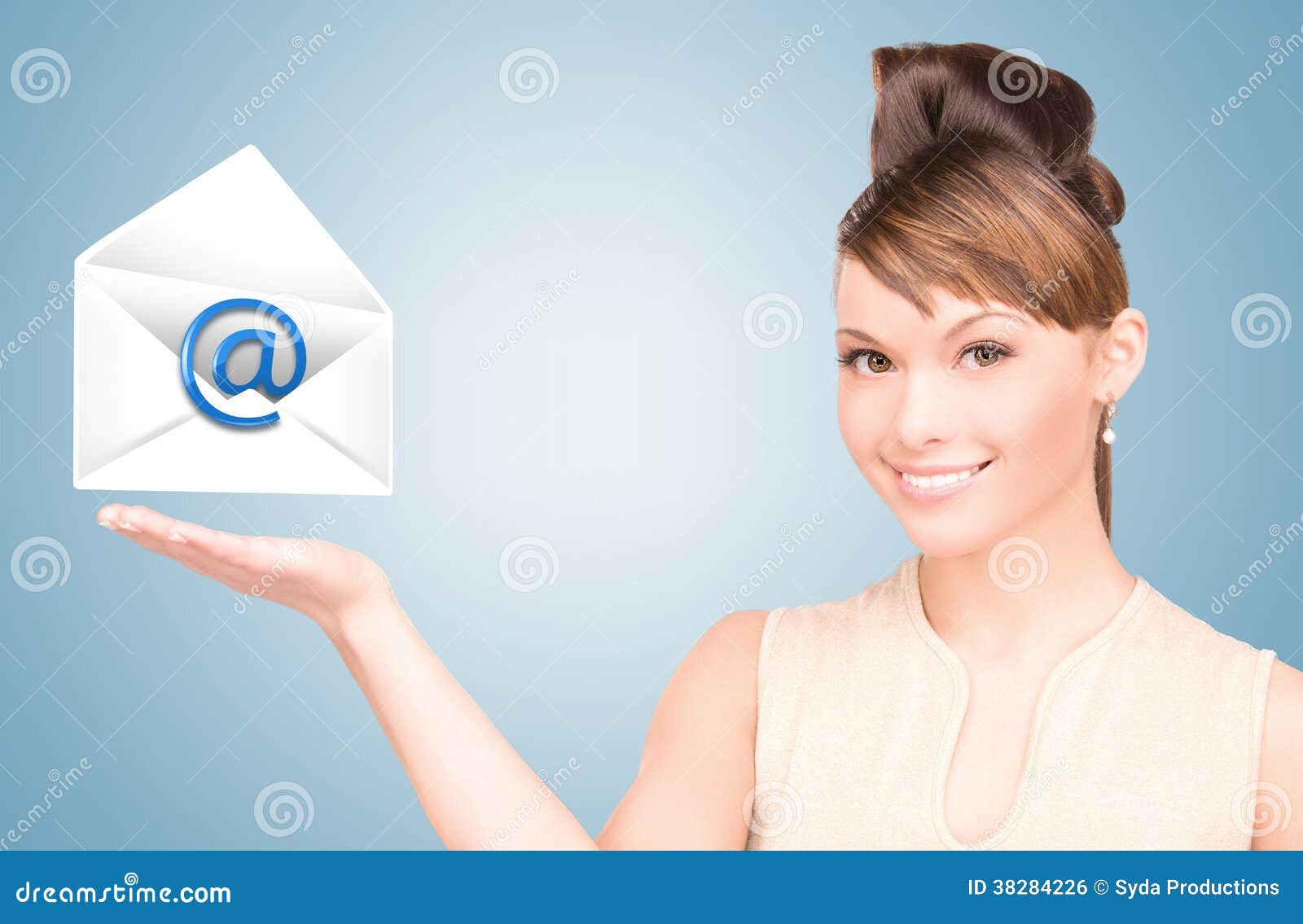 Woman Showing Virtual Envelope Stock Photo - Image of invitation, asian ...
