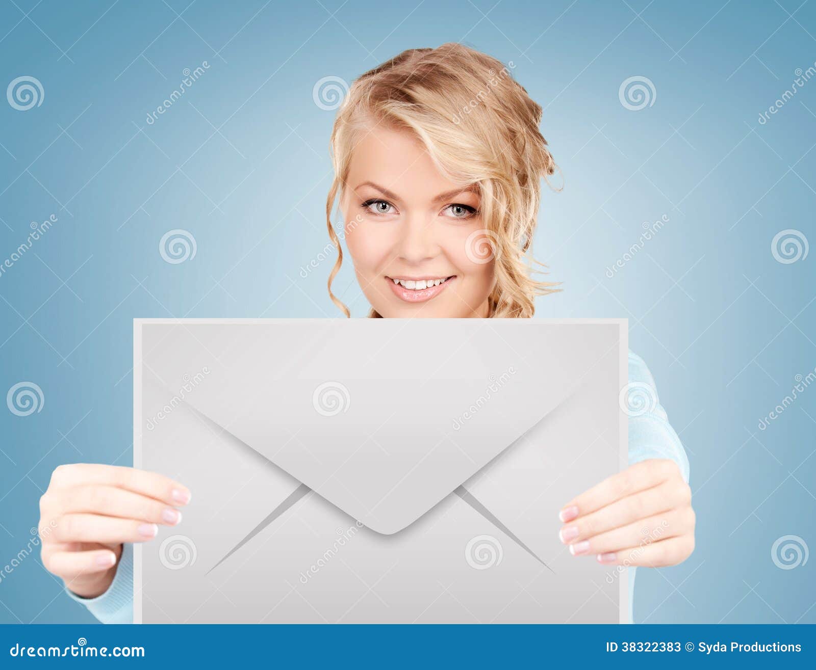 Woman Showing Virtual Envelope Stock Image - Image of model, girl: 38322383