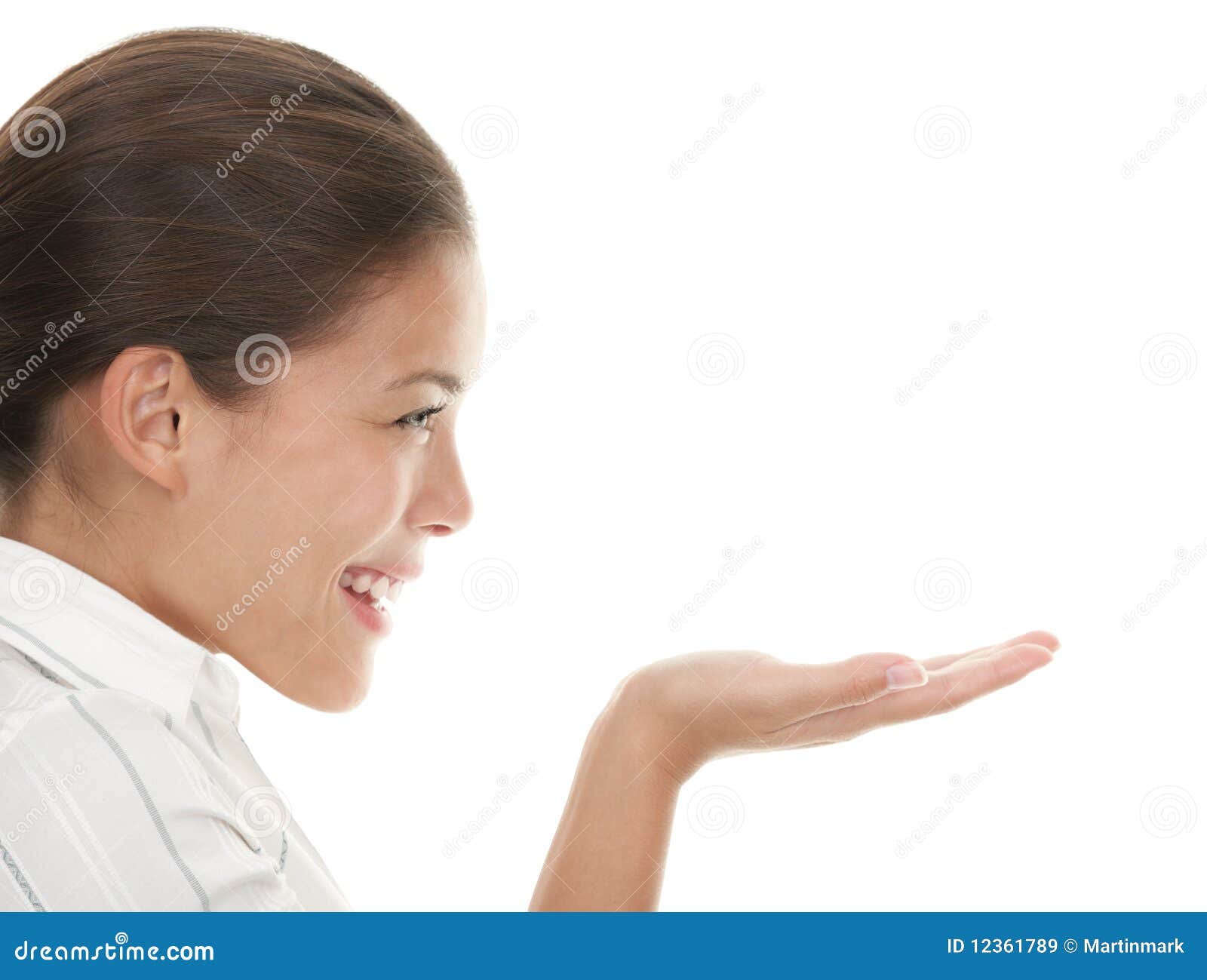 Woman showing your product stock image. Image of businesswoman - 12361789