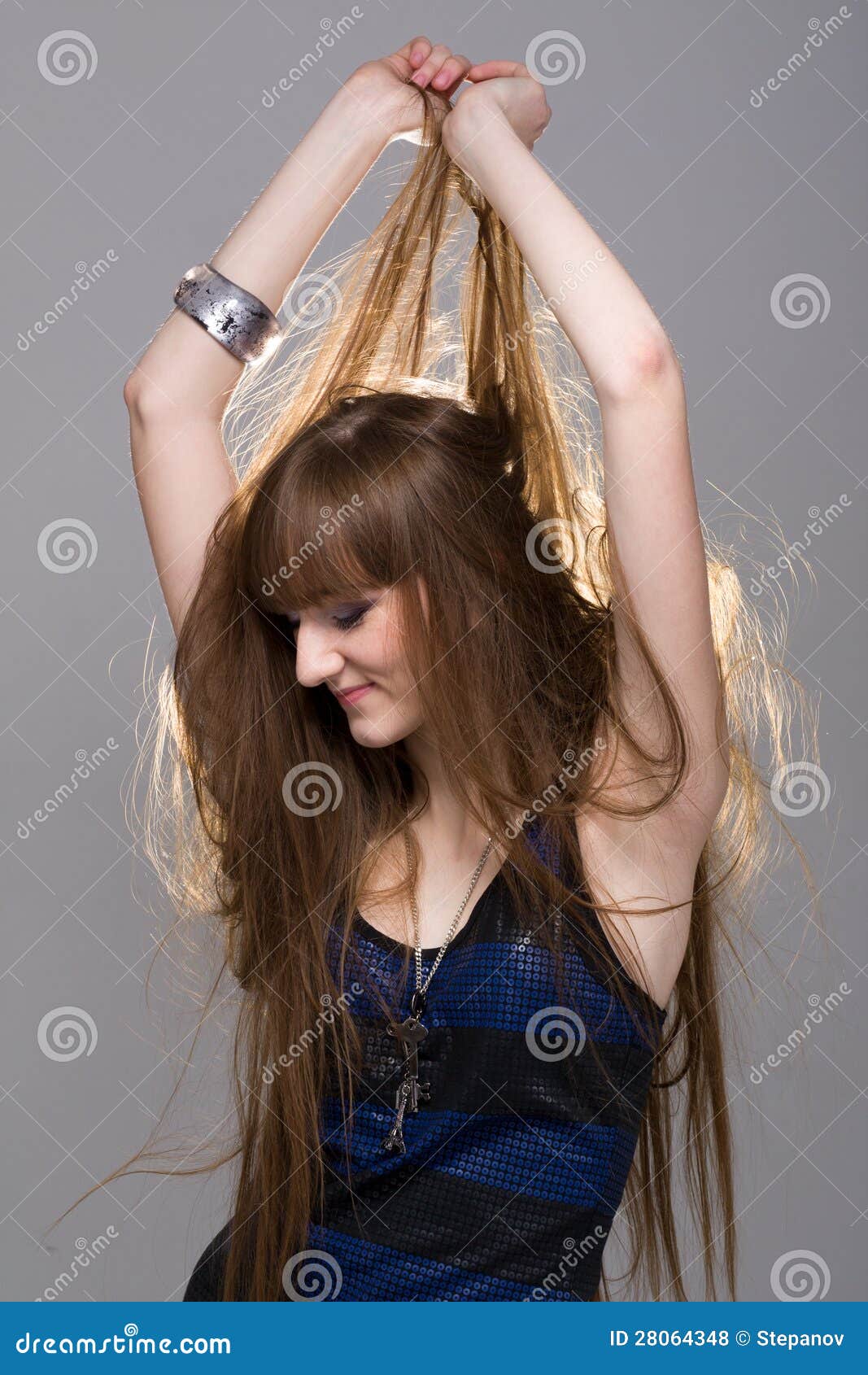 Woman Shows Her Beautiful Hair in Backlight Stock Photo - Image of ...