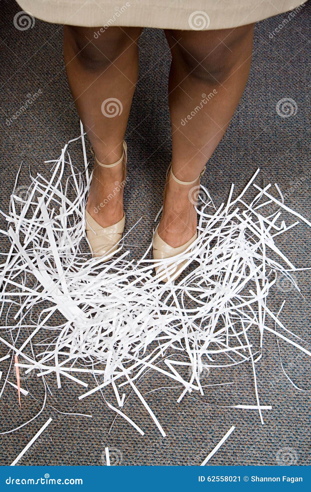 Woman with Shredded Paper at Her Feet Stock Image - Image of collar ...