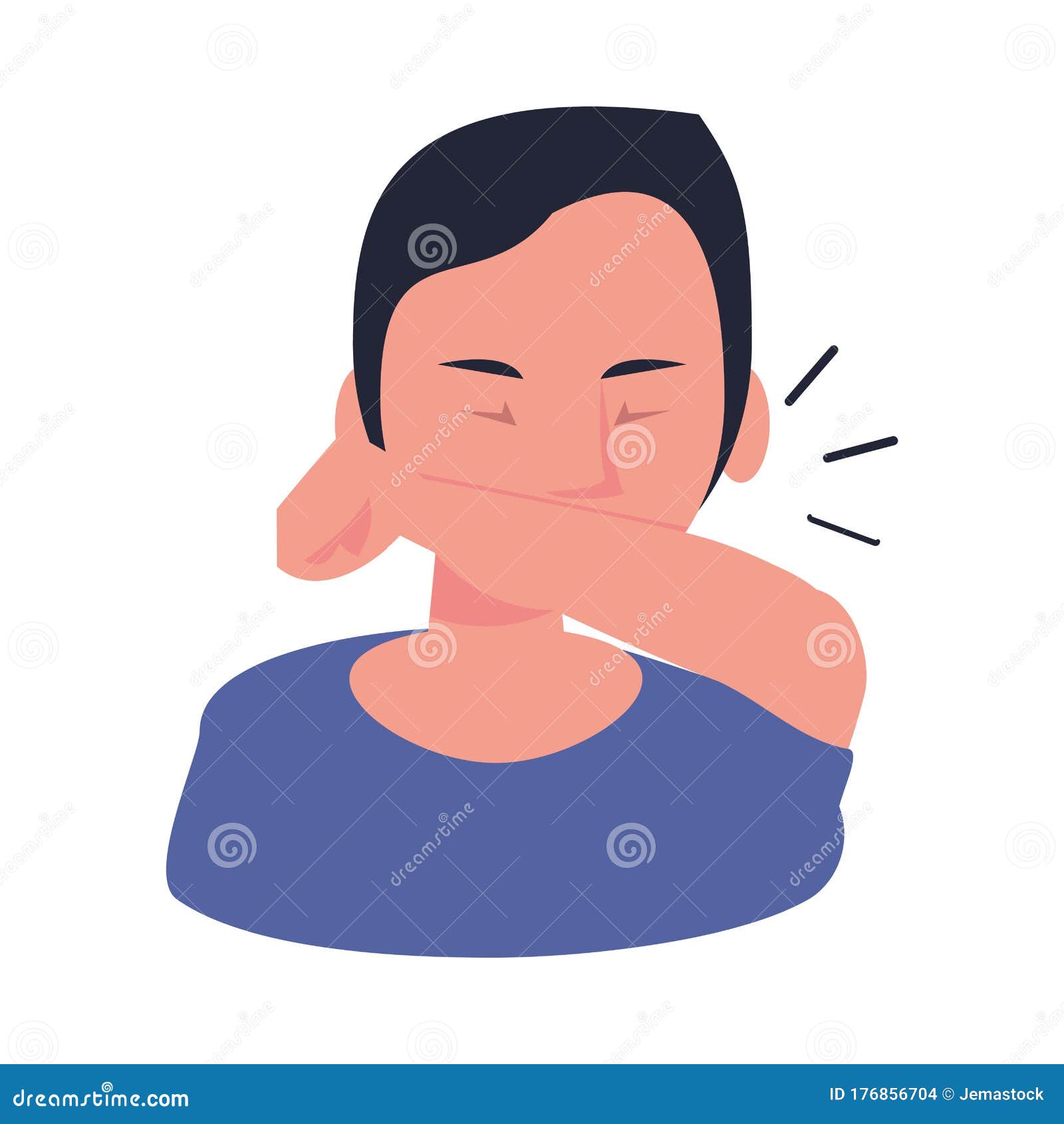 Woman Sick with Dry Cough Character Stock Vector - Illustration of ...