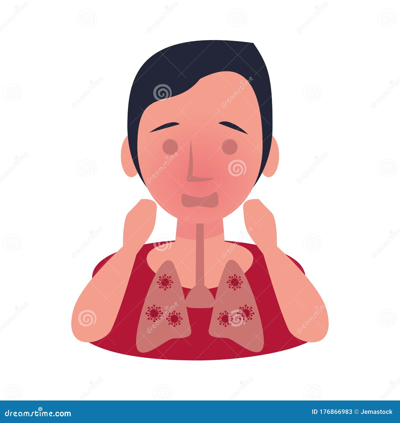 Man With Respiratory Failure. Virus Prevention And Protection. Cartoon ...