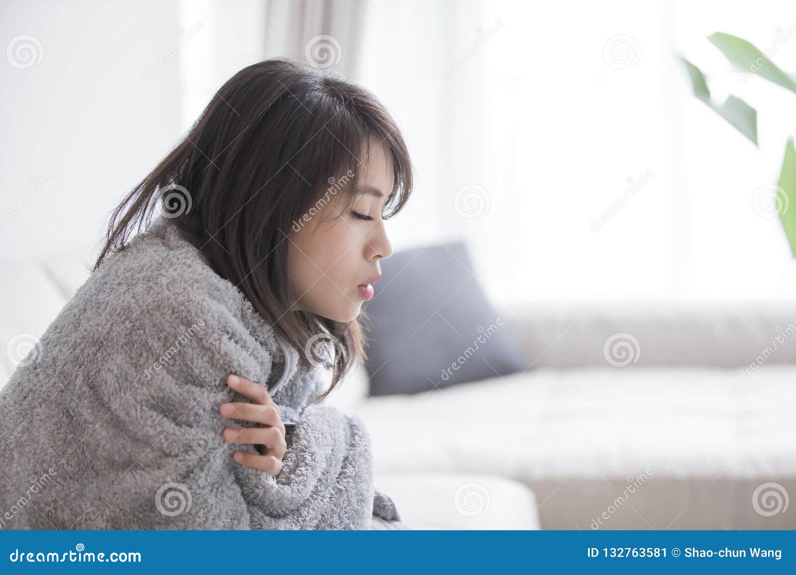 Woman sick and feel cold stock image. Image of care - 132763581