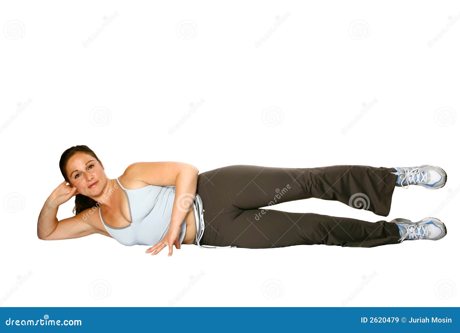 Woman on Side Doing Leg Raises Stock Image - Image of aerobics ...