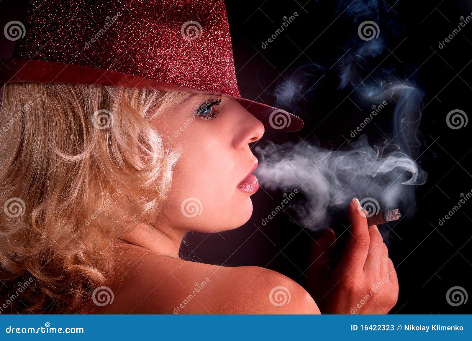 Woman with sigar closeup stock image. Image of young - 16422323