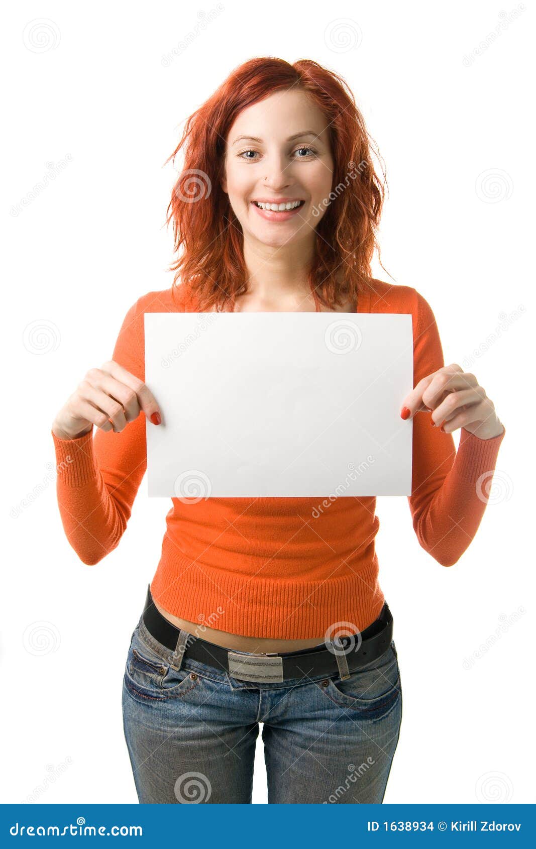 Woman with sign stock photo. Image of mesage, empty, holding - 1638934