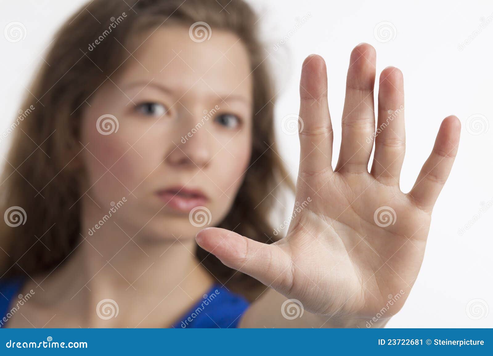 Woman signaling stop stock image. Image of quit, strict - 23722681