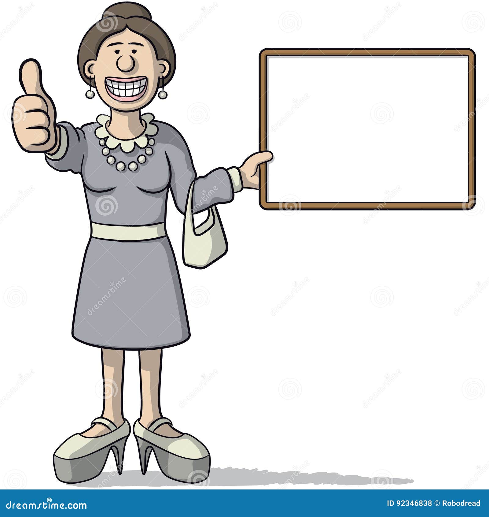 Woman with a signboard stock vector. Illustration of isolated - 92346838