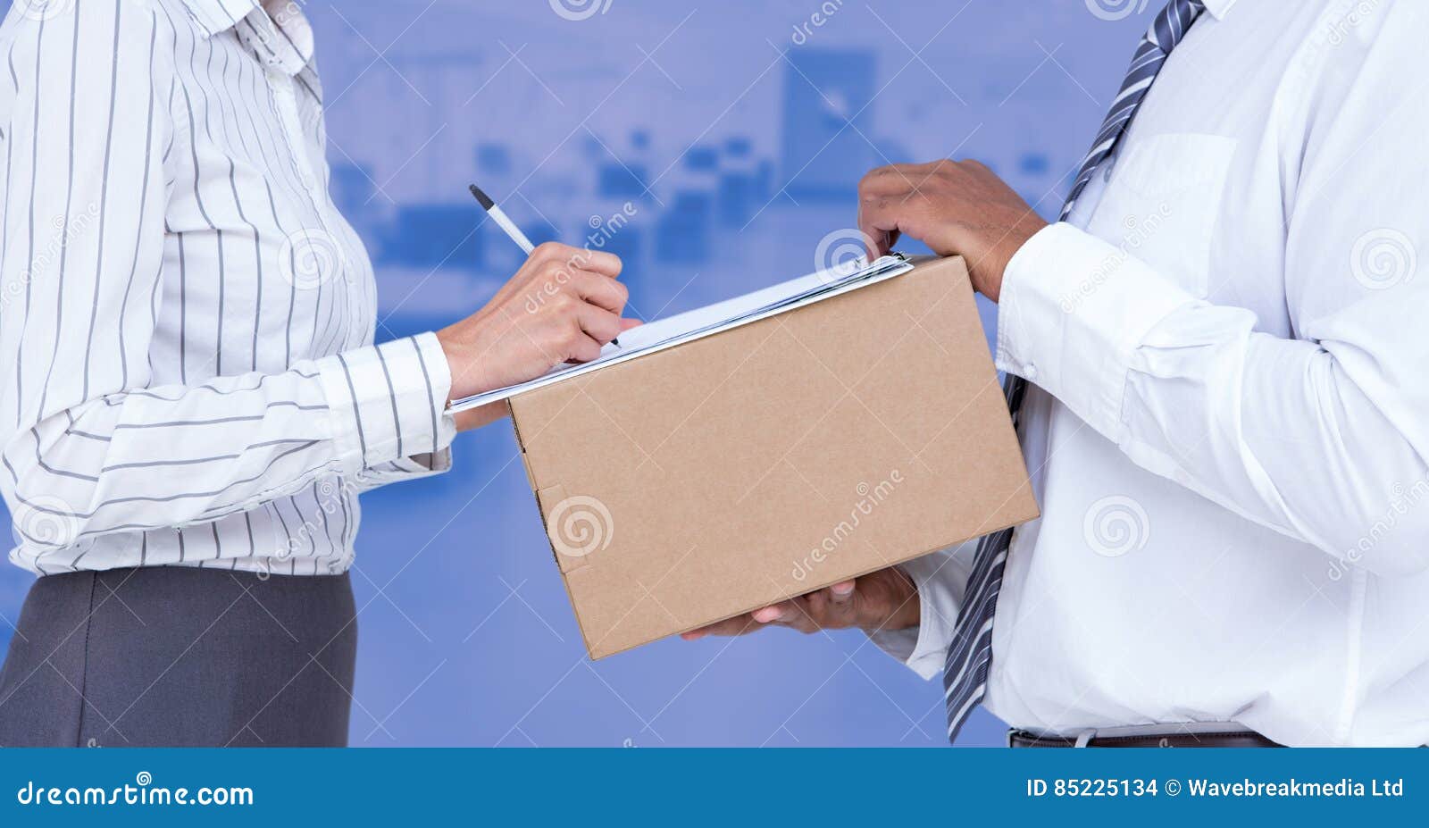 Woman Signing a Document on Arrival of Parcel Stock Photo - Image of ...