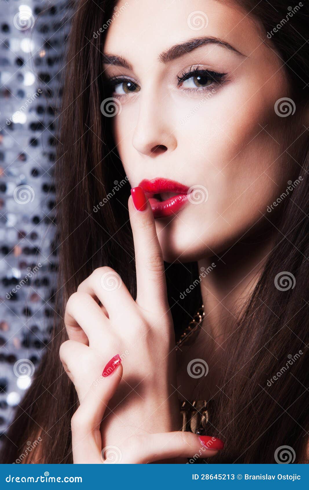 Woman silence sign stock image. Image of beauty, expression - 28645213