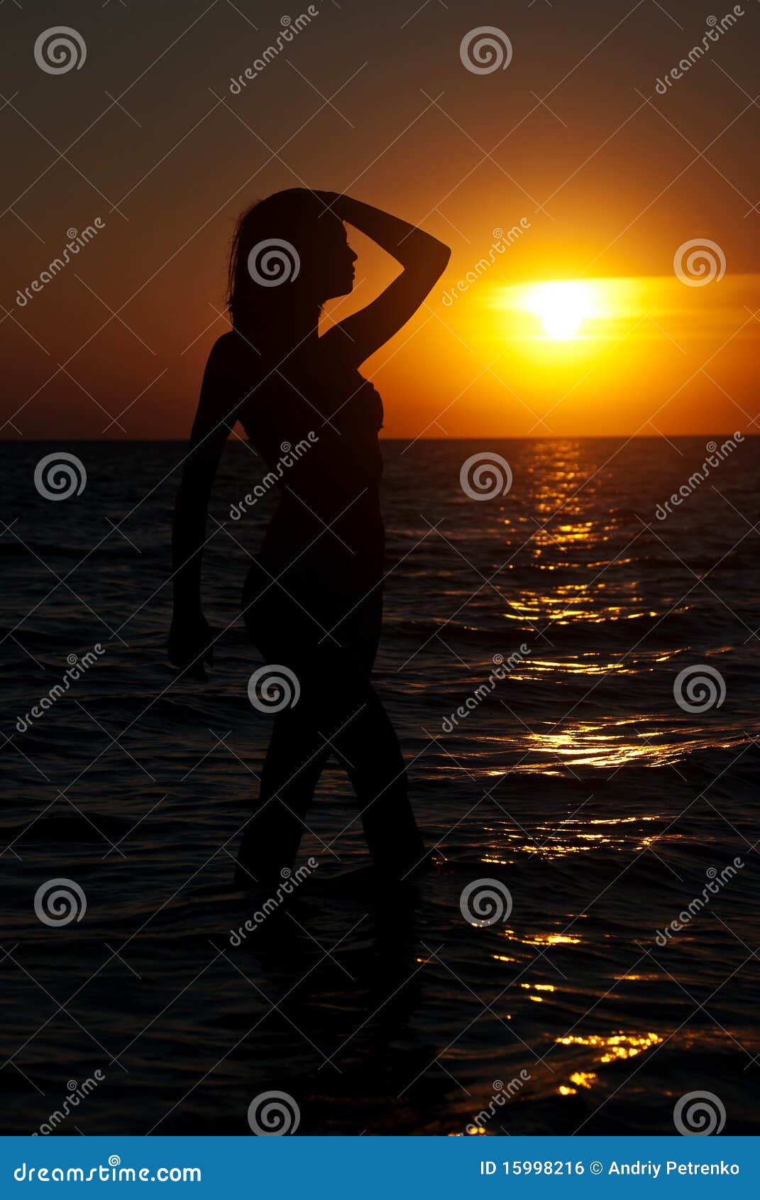Woman Silhouette Against Sunset Stock Photo - Image of nightfall ...
