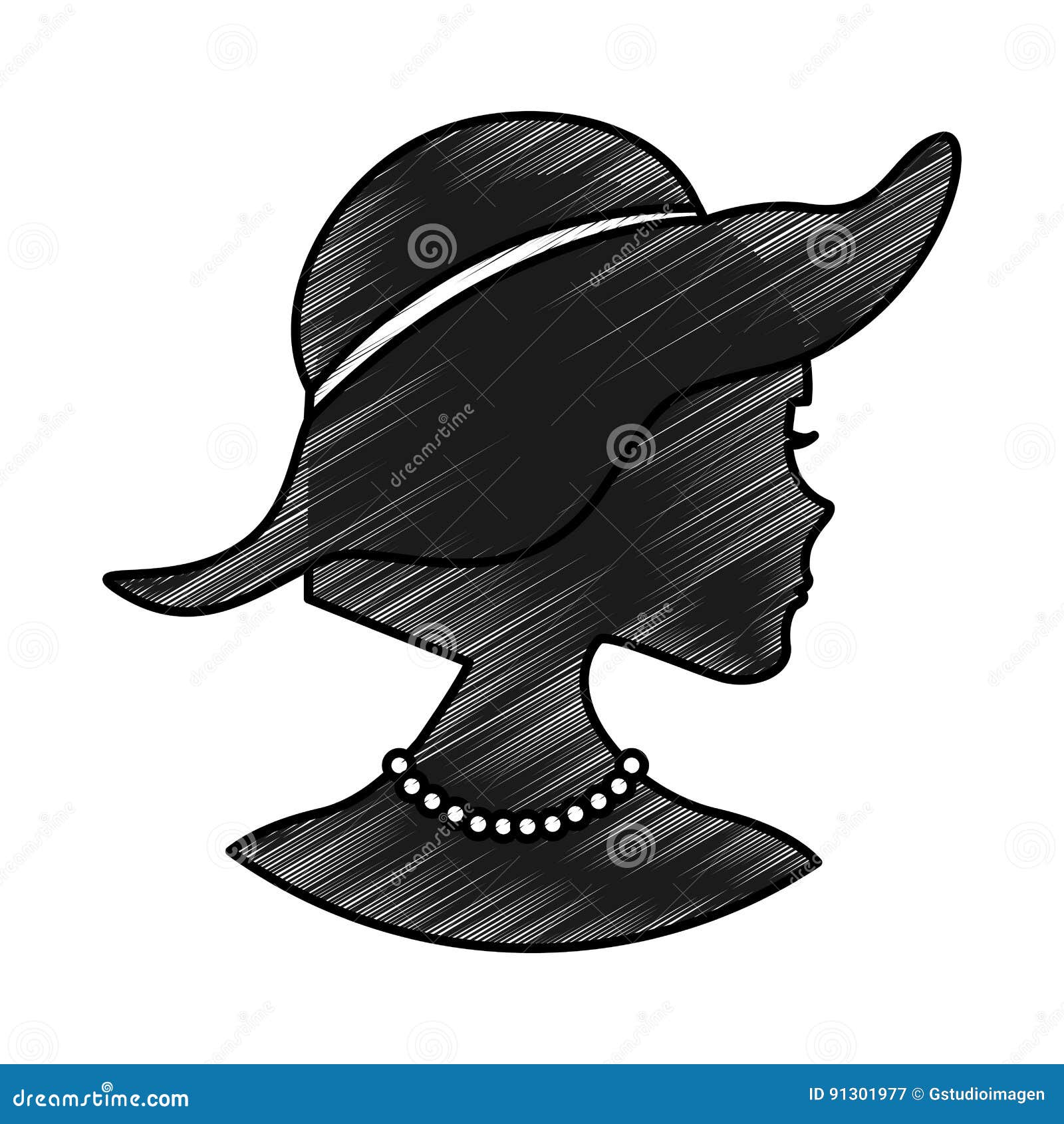Woman Silhouette with Elegant Hat Stock Vector - Illustration of sign ...