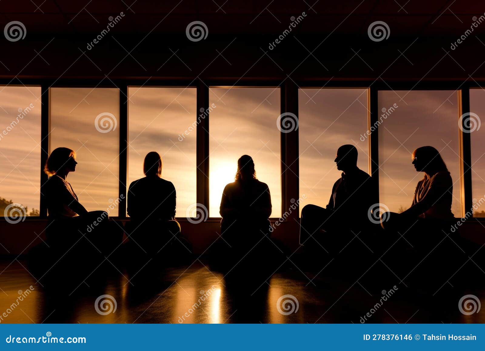 Woman Silhouette Group Meditation in a Yoga Studio, AI Generative Stock ... Woman Silhouette Group Meditation in a Yoga Studio, AI Generative Stock ...