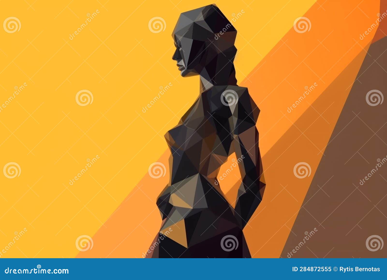 Woman Silhouette Made from Isometric Triangle Polygons. Generative AI ...