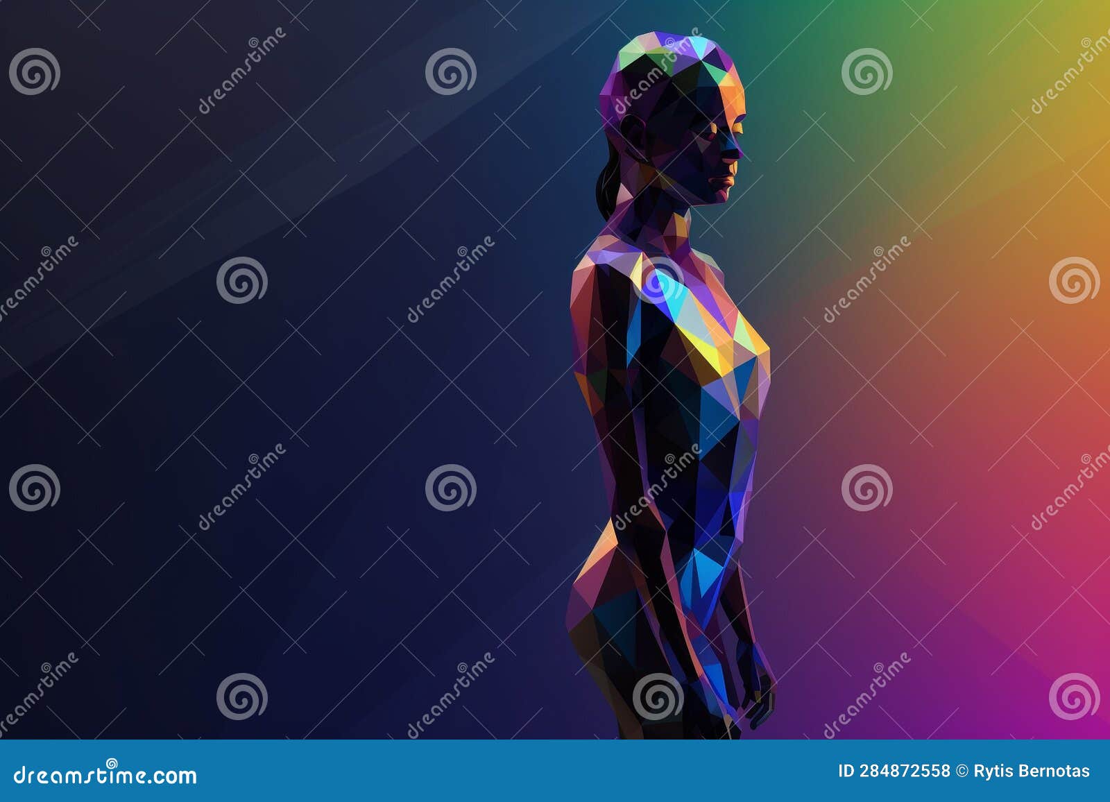 Woman Silhouette Made from Isometric Triangle Polygons. Generative AI ...