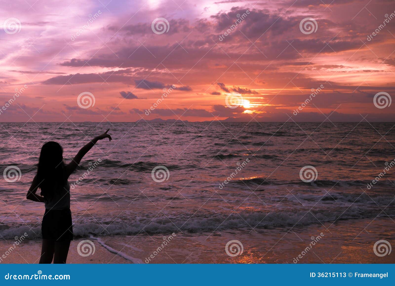 Silhouette Of Man Pointing Finger In Air At Sunset Royalty-Free Stock ...