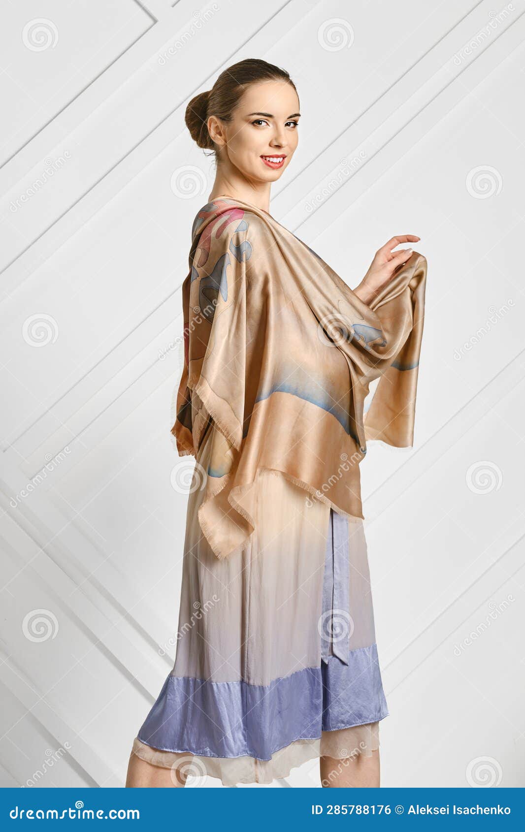 Woman with Silk Scarf Posing in Profile Stock Photo - Image of beauty ...