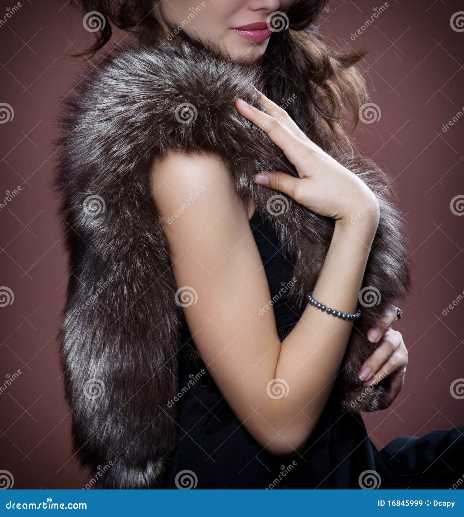 Woman in silver fox fur stock image. Image of style, young - 16845999