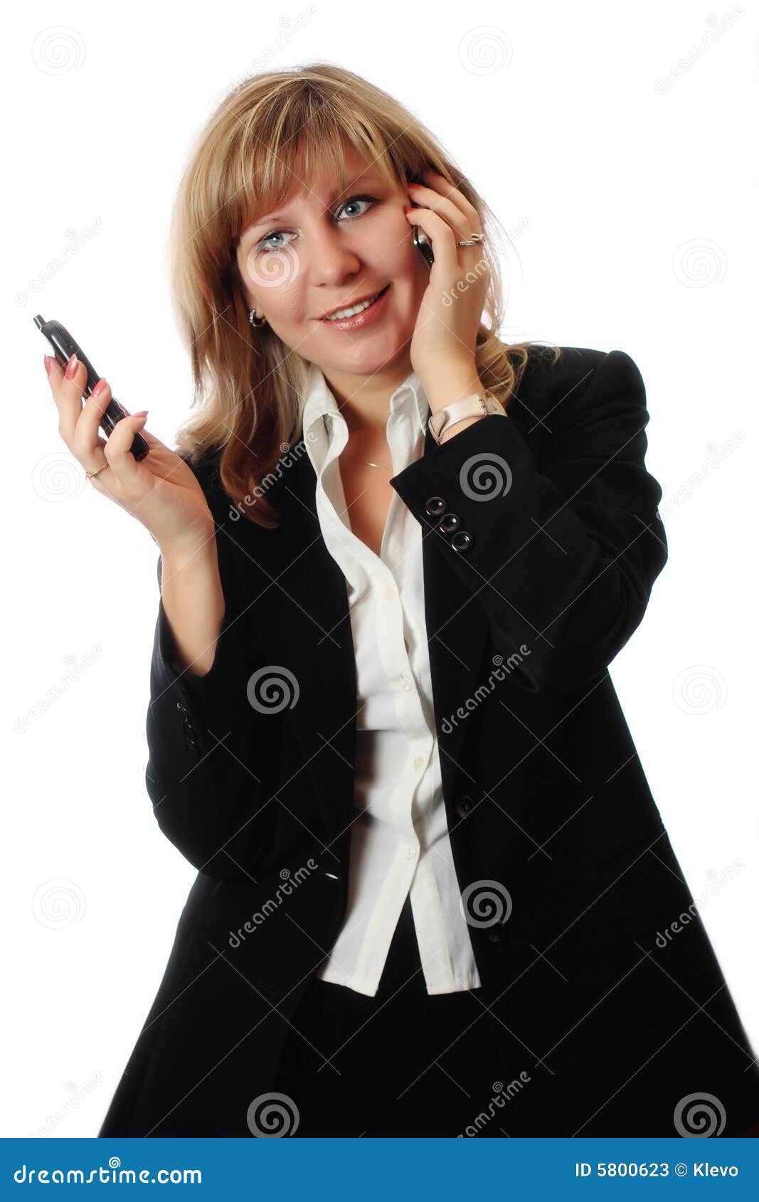 Woman Simultaneously Talking on Two Phones Stock Image - Image of lips ...