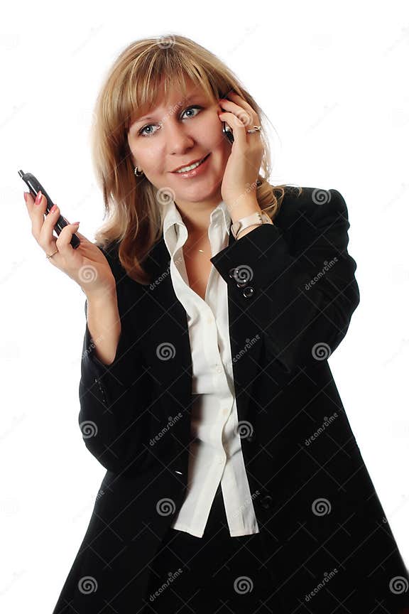Woman Simultaneously Talking on Two Phones Stock Image - Image of lips ...