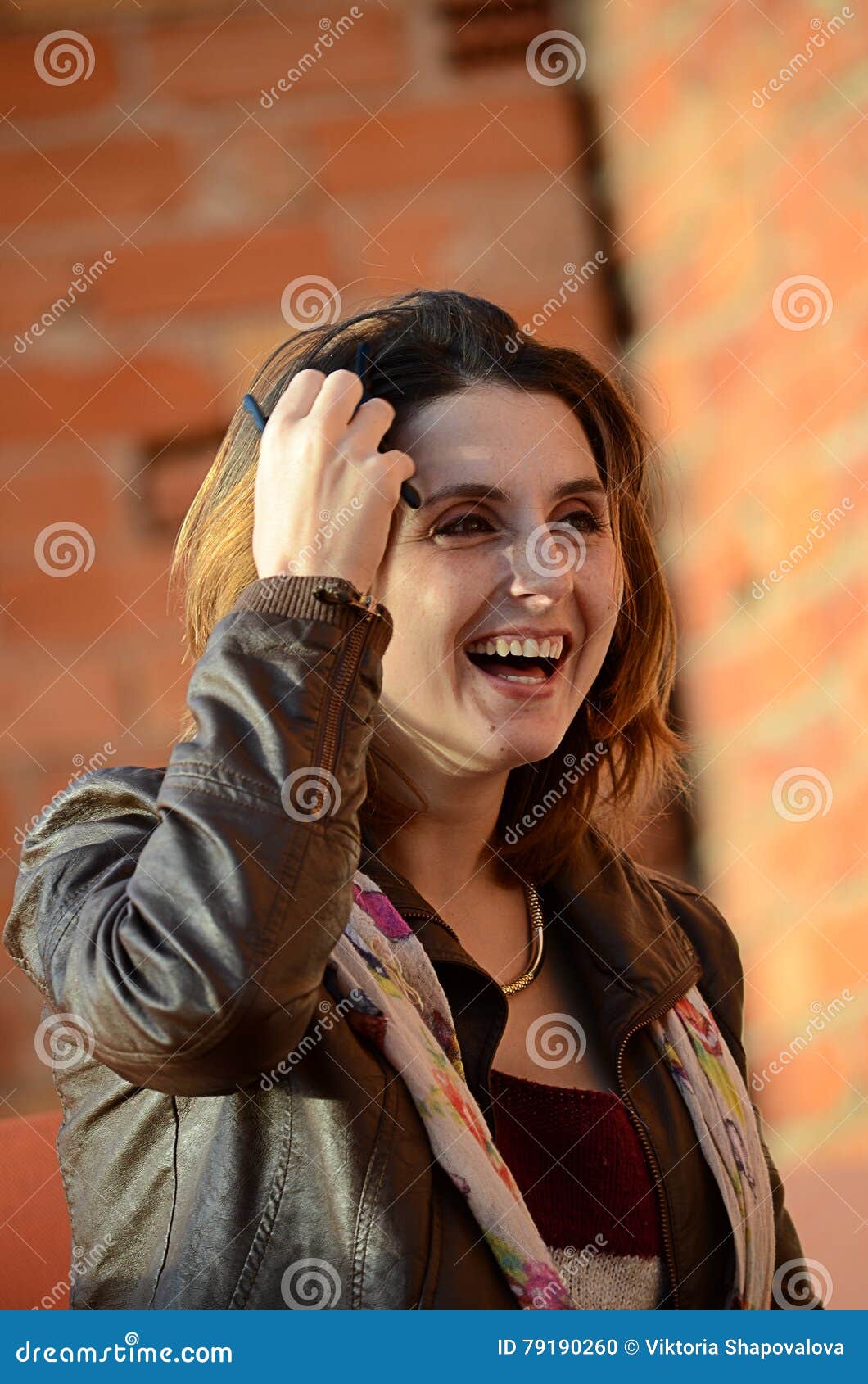 Woman Sincerely, Cheerfully Laughs. Stock Photo - Image of happiness ...