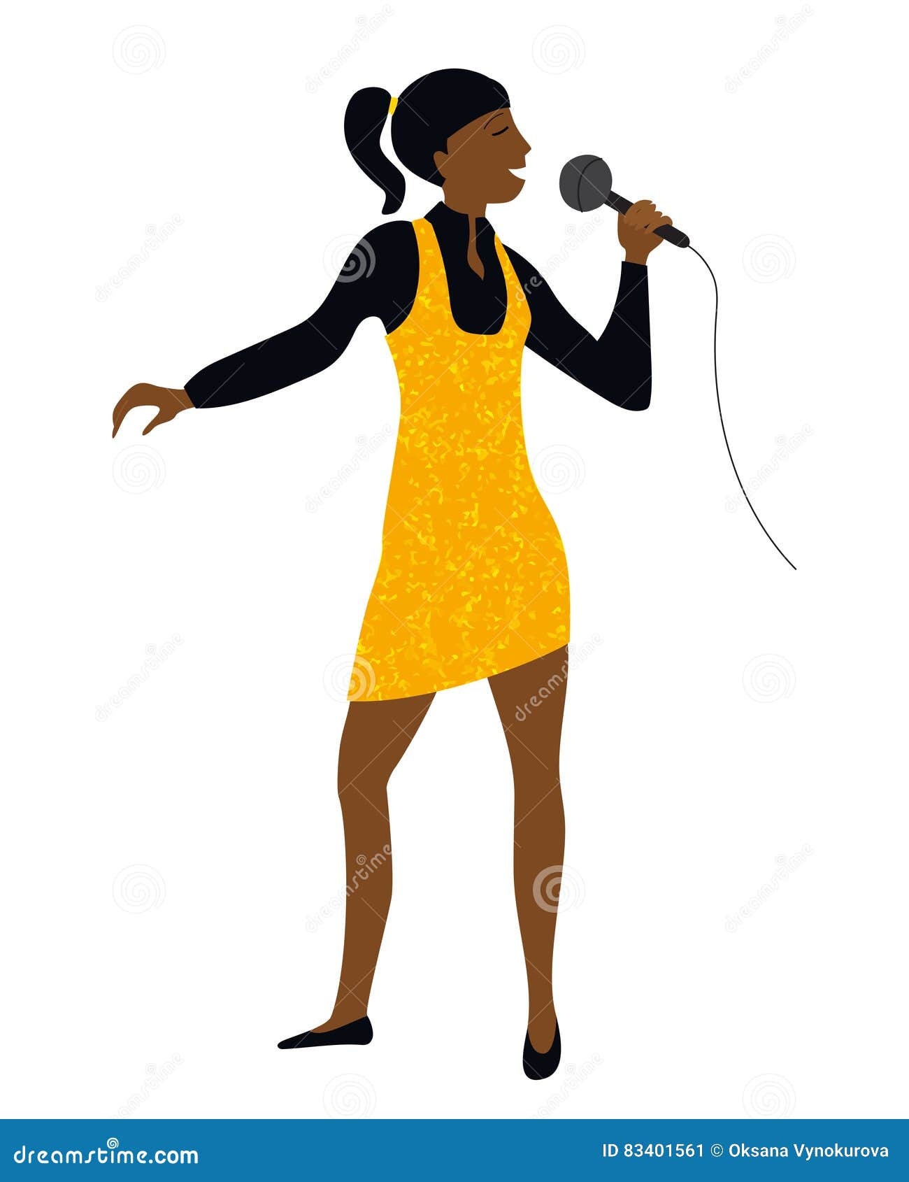 Woman Sing into Microphone Vector Stock Vector - Illustration of white ...