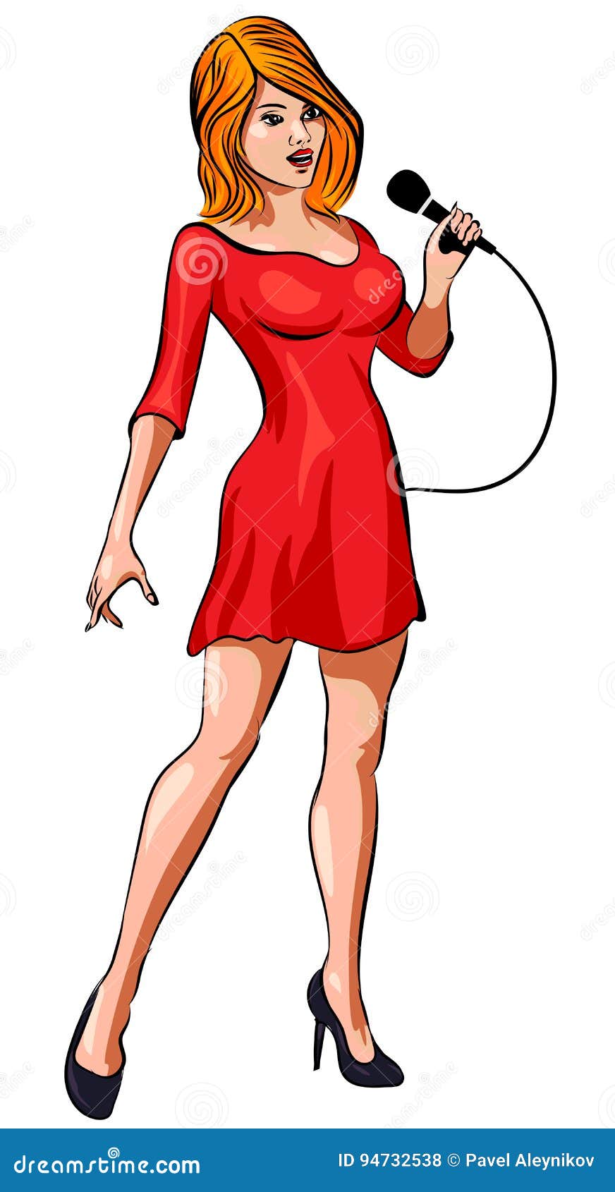 Singer Lady Cartoon Illustration. Girl Singing Son | CartoonDealer.com ...