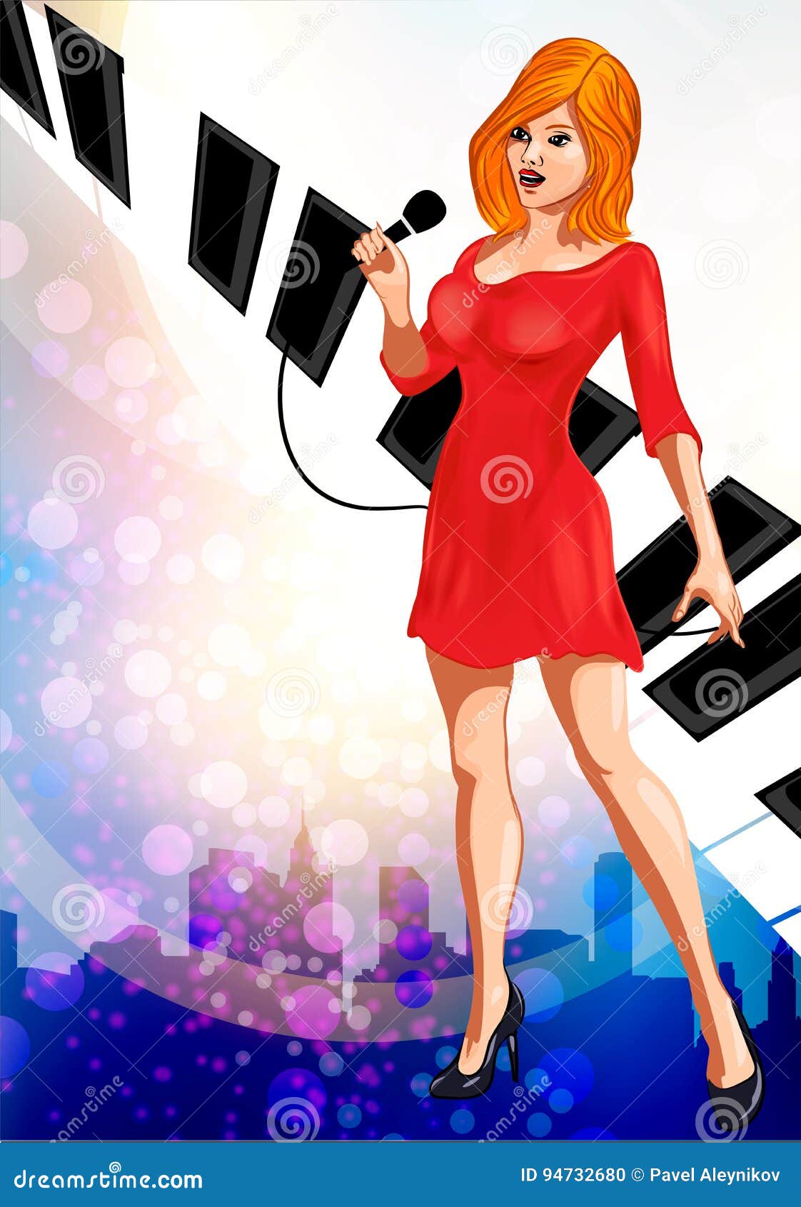 Woman Singer. Beautiful Blonde Lady. Vector Image Stock Vector ...