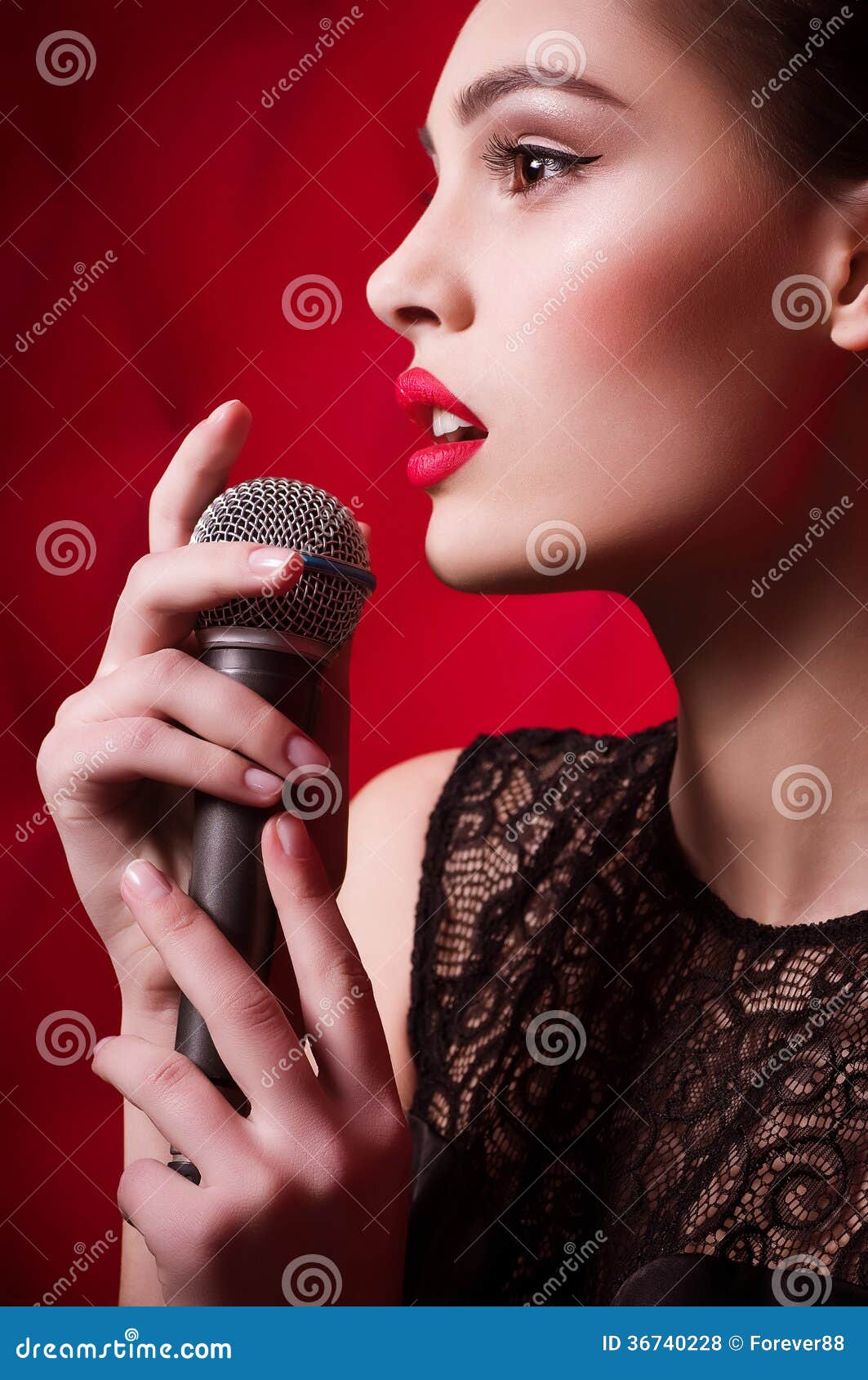 Woman Singer with Microphone Stock Photo - Image of music, audio: 36740228