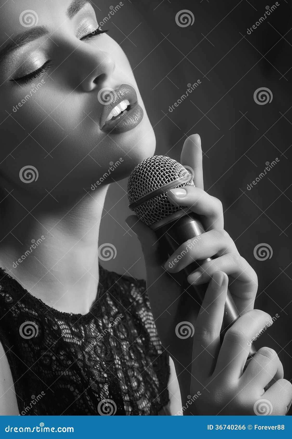 Woman Singer with Microphone Stock Photo - Image of musical, perform ...