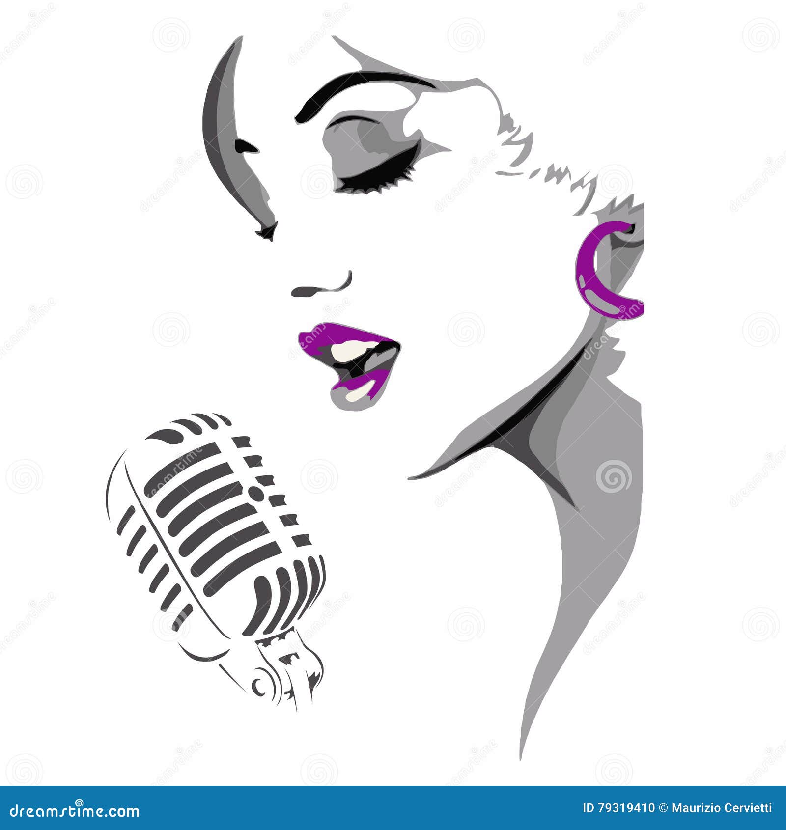 WOMAN SINGING stock vector. Illustration of silhouette - 79319410