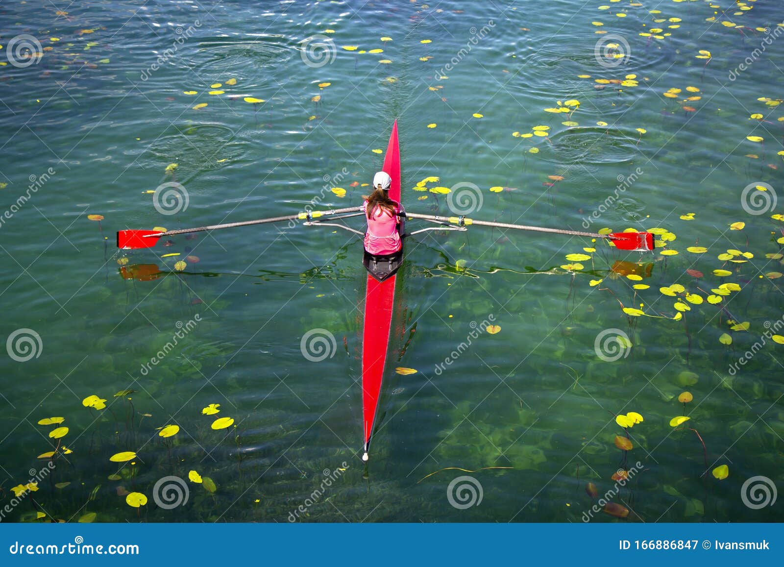 Woman Single Sculls Rower during the Start of a Rowing Editorial ...