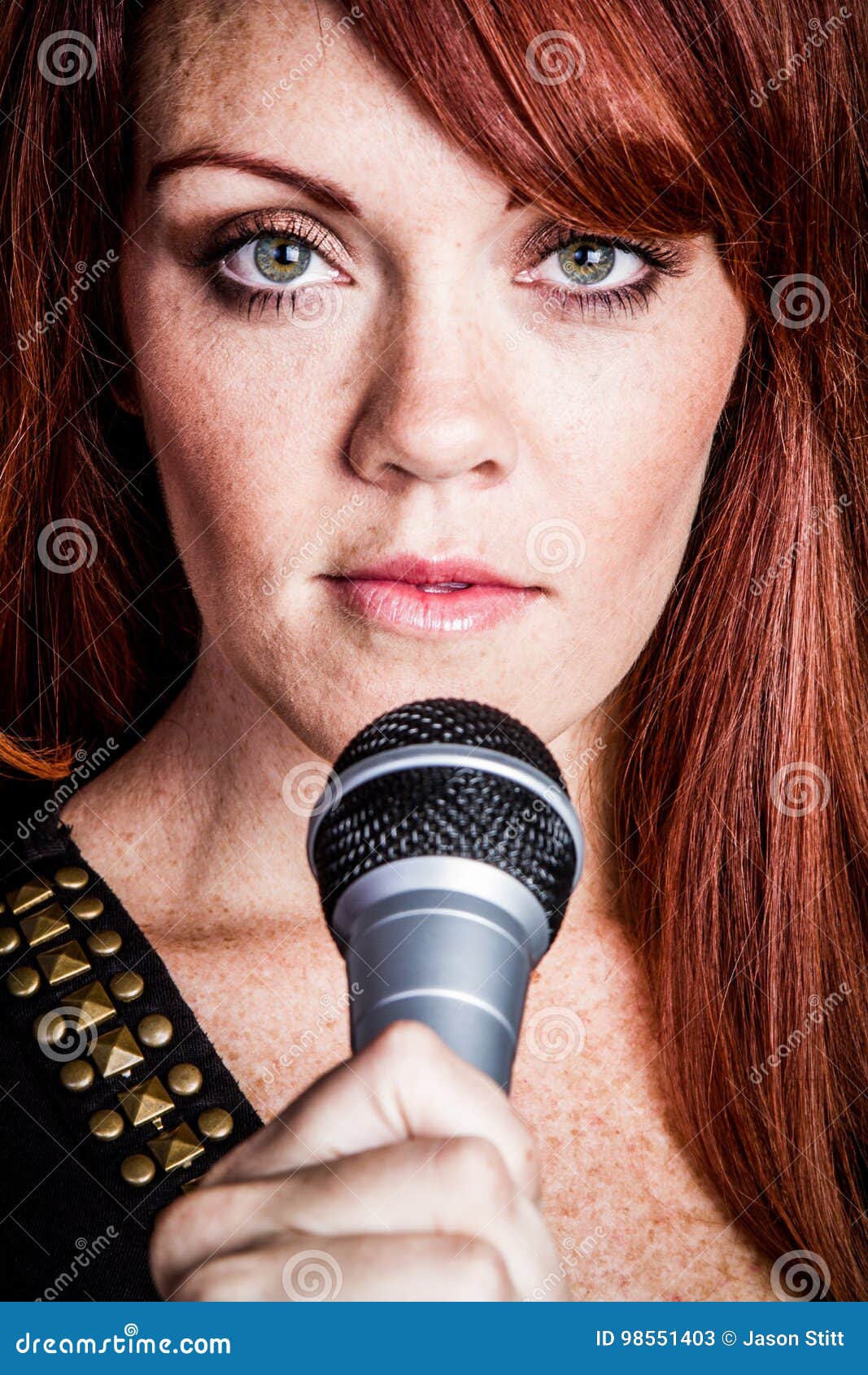 Woman Sining Closeup stock image. Image of female, portrait - 98551403