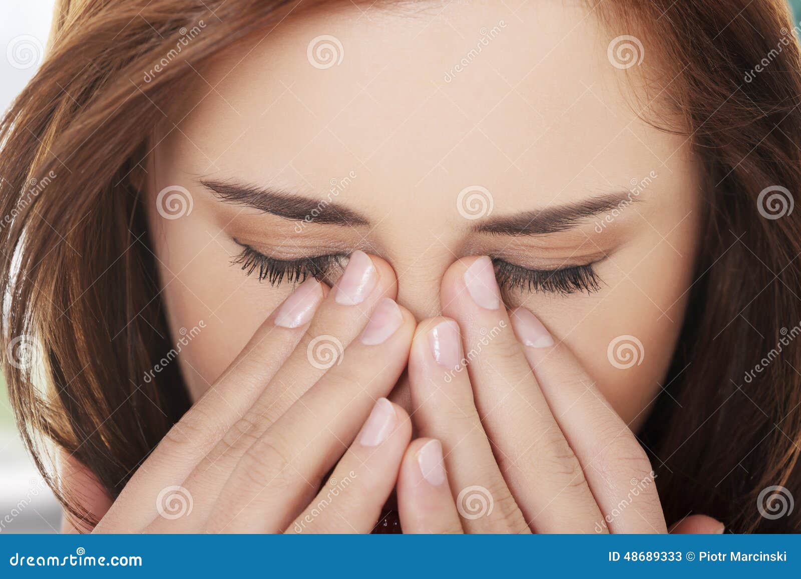 Woman with Sinus Pressure Pain Stock Image - Image of health, eyes ...