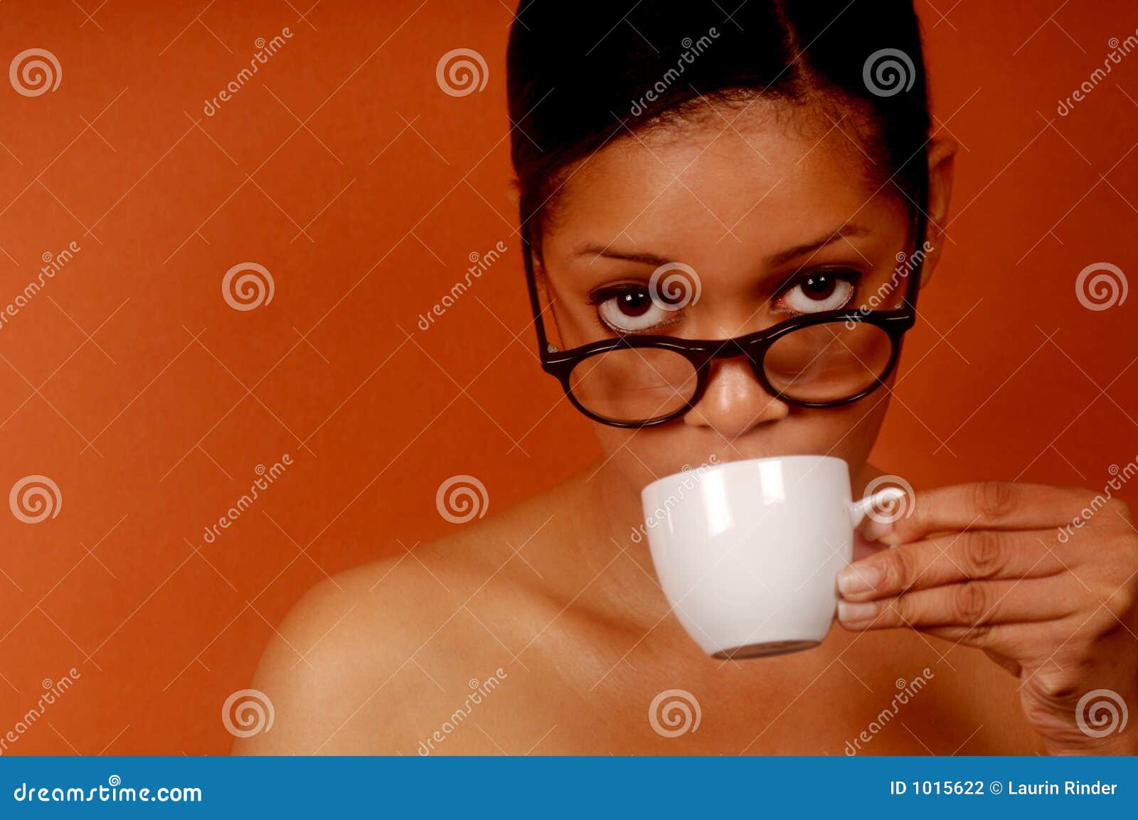 Woman Sips Coffee stock photo. Image of happy, beverage - 1015622