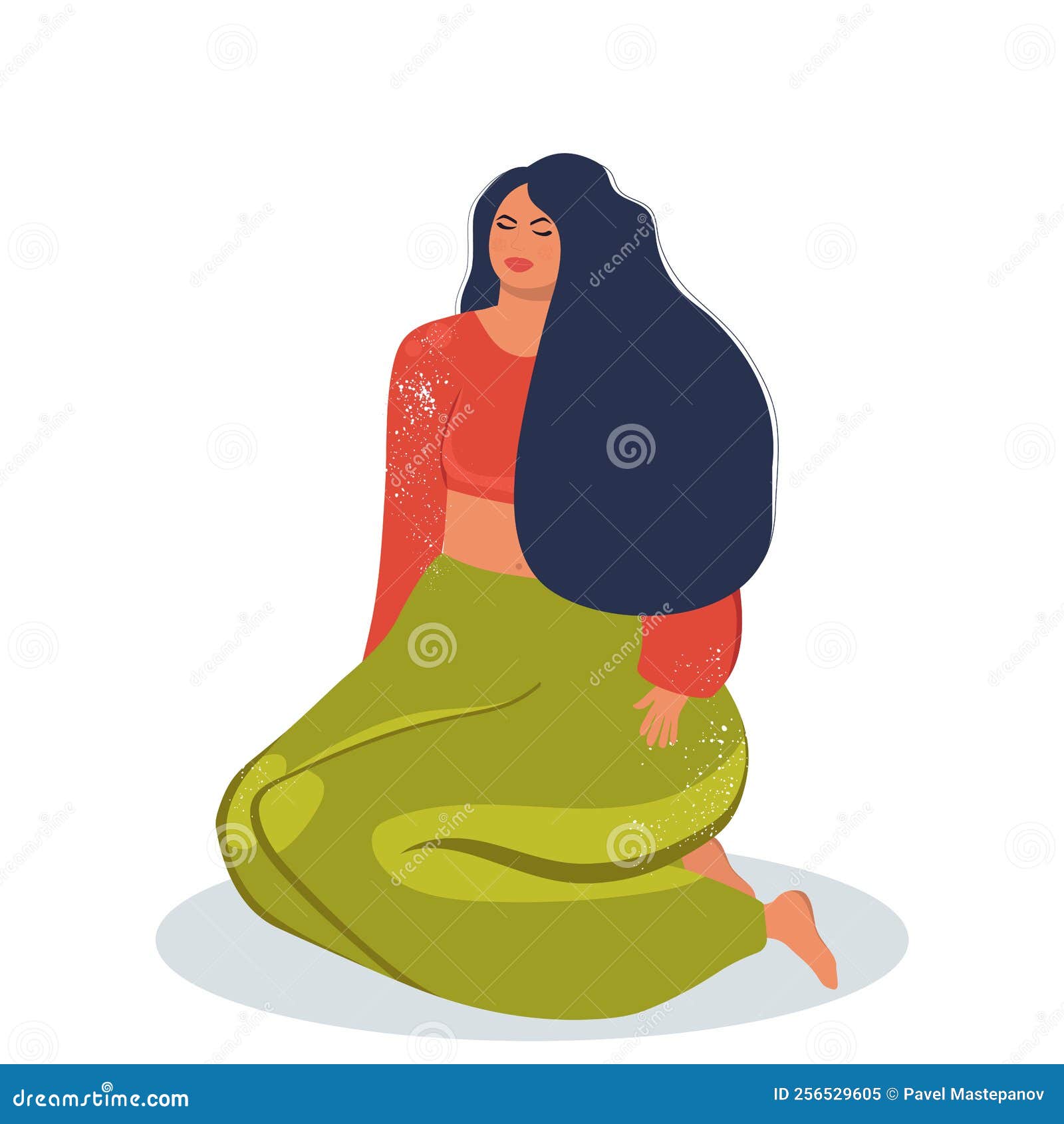 Woman Sits On Her Knees Simple Flat Design Vector Illustration Stock Vector Illustration Of