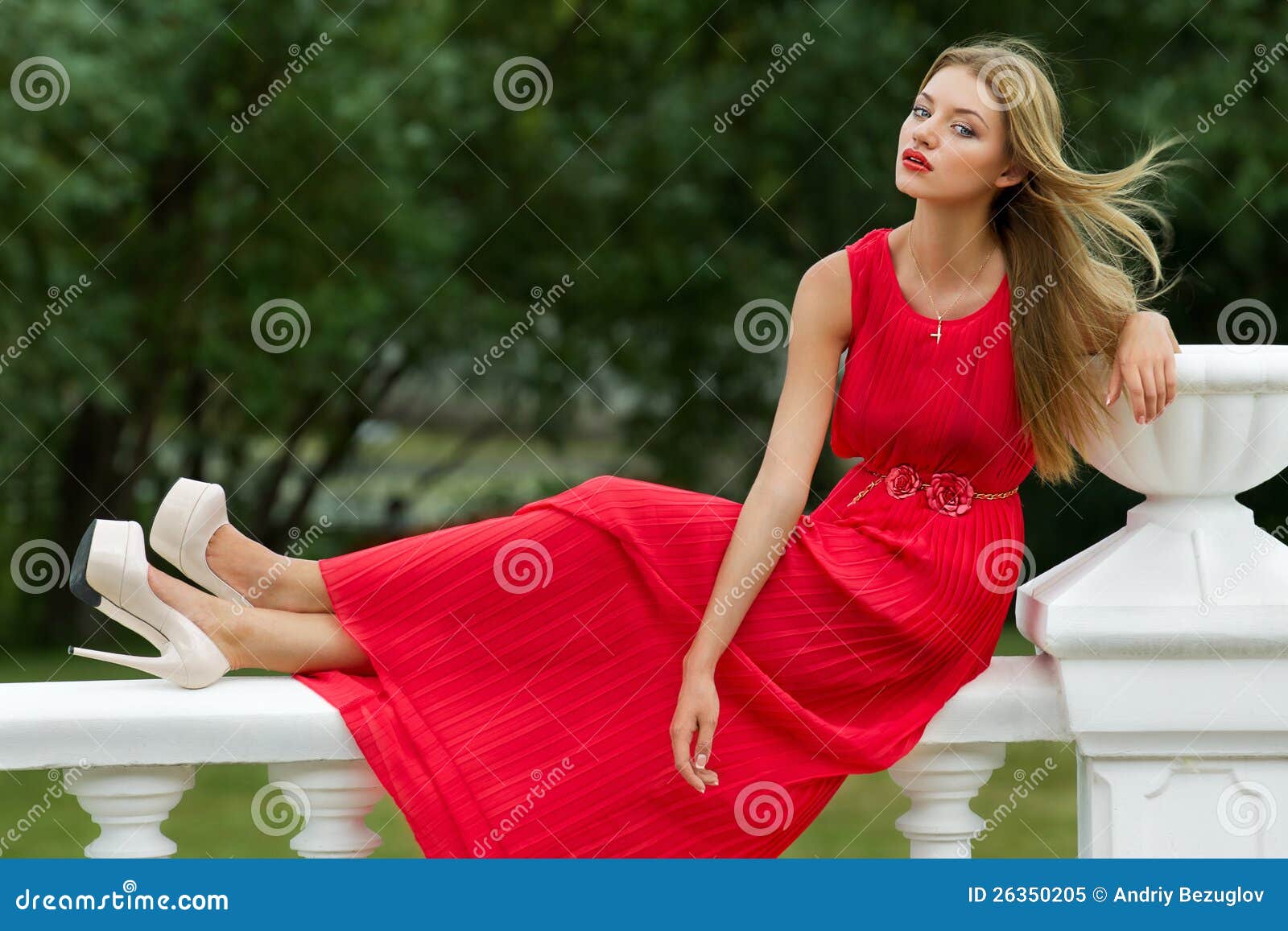 Woman sits on rails stock image. Image of blonde, shoes - 26350205