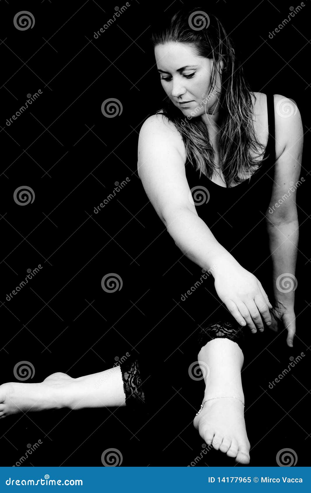 Woman is sitting stock image. Image of black, looking - 14177965