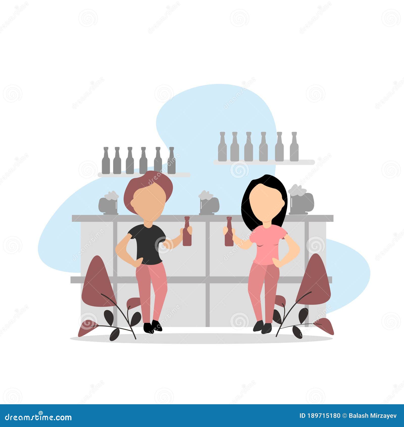 Woman Sitting at the Bar Counter. Stock Vector - Illustration of hold ...