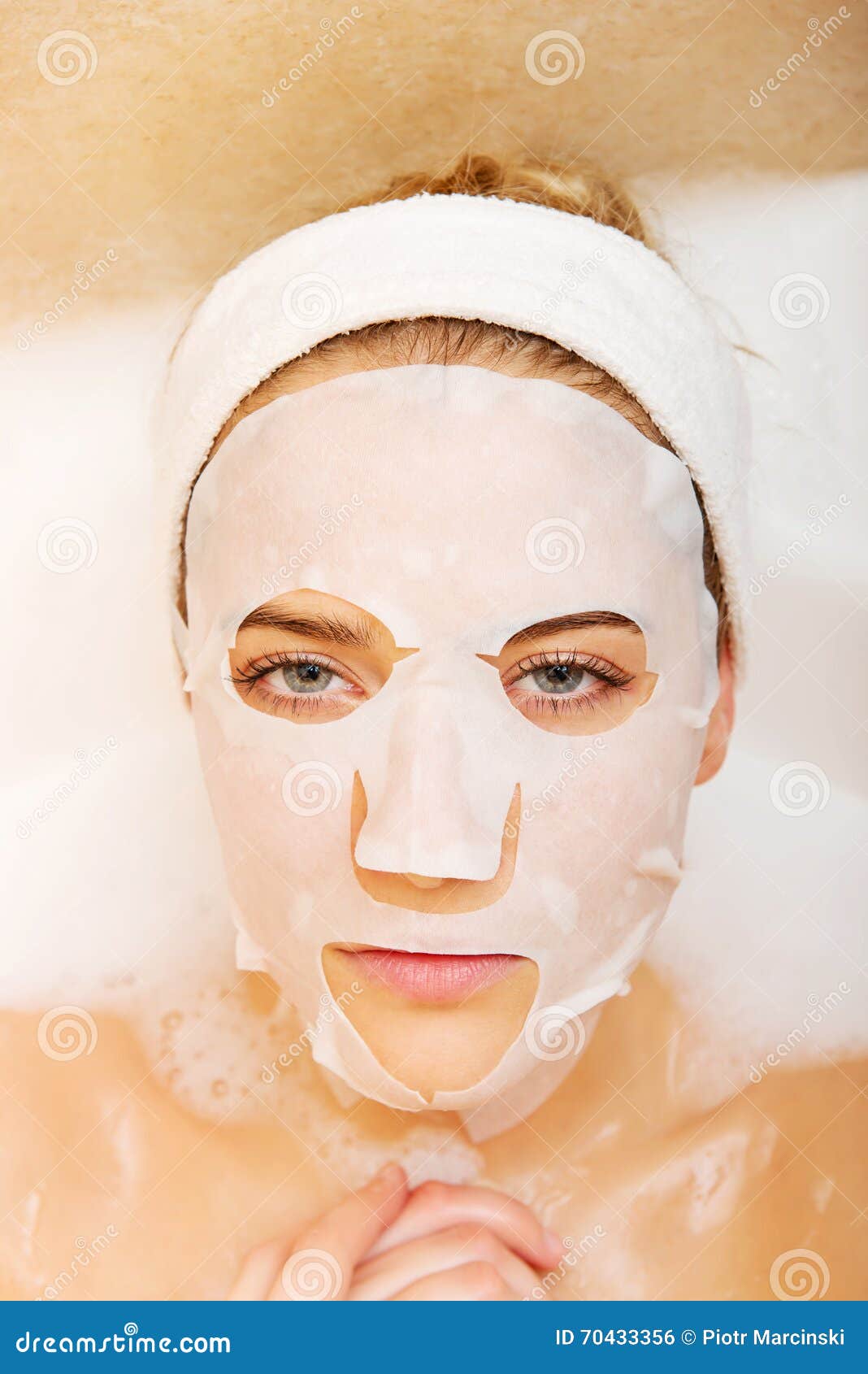Woman Sitting in Bath with Face Mask Stock Photo - Image of clean ...